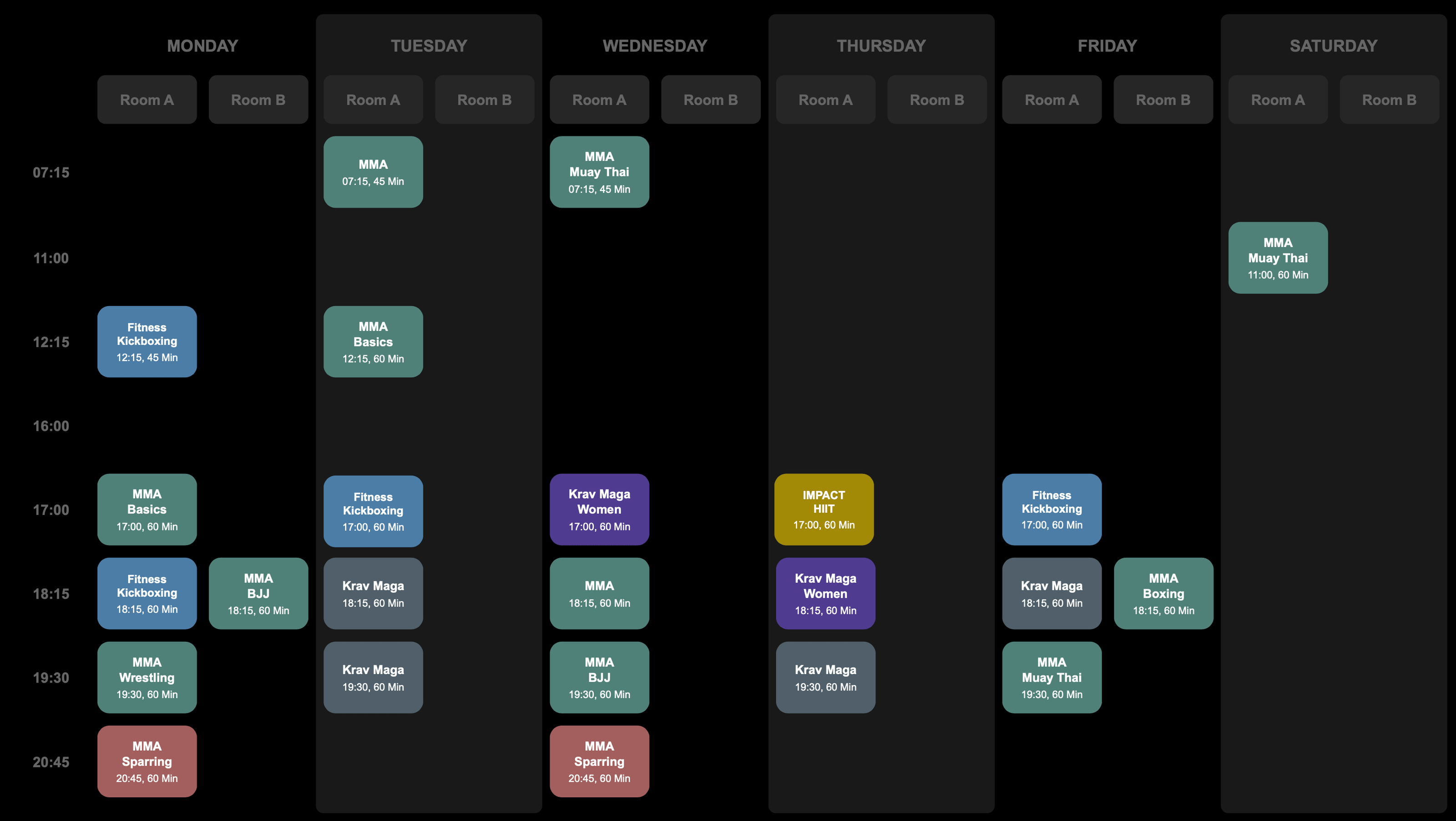 Training Schedule | IMPACT Martial Arts
